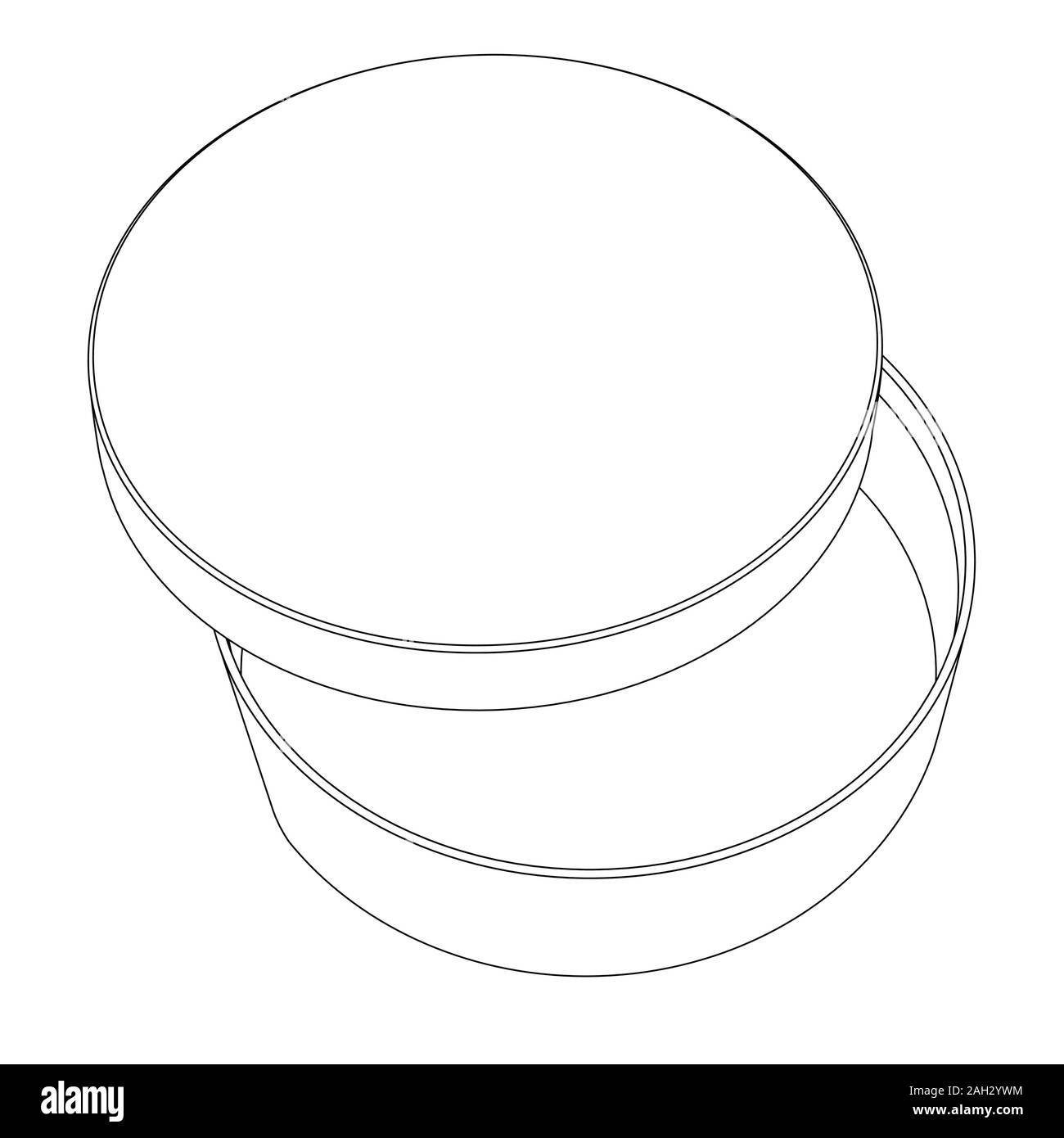 Round open box. Outline drawing Stock Vector Image & Art - Alamy
