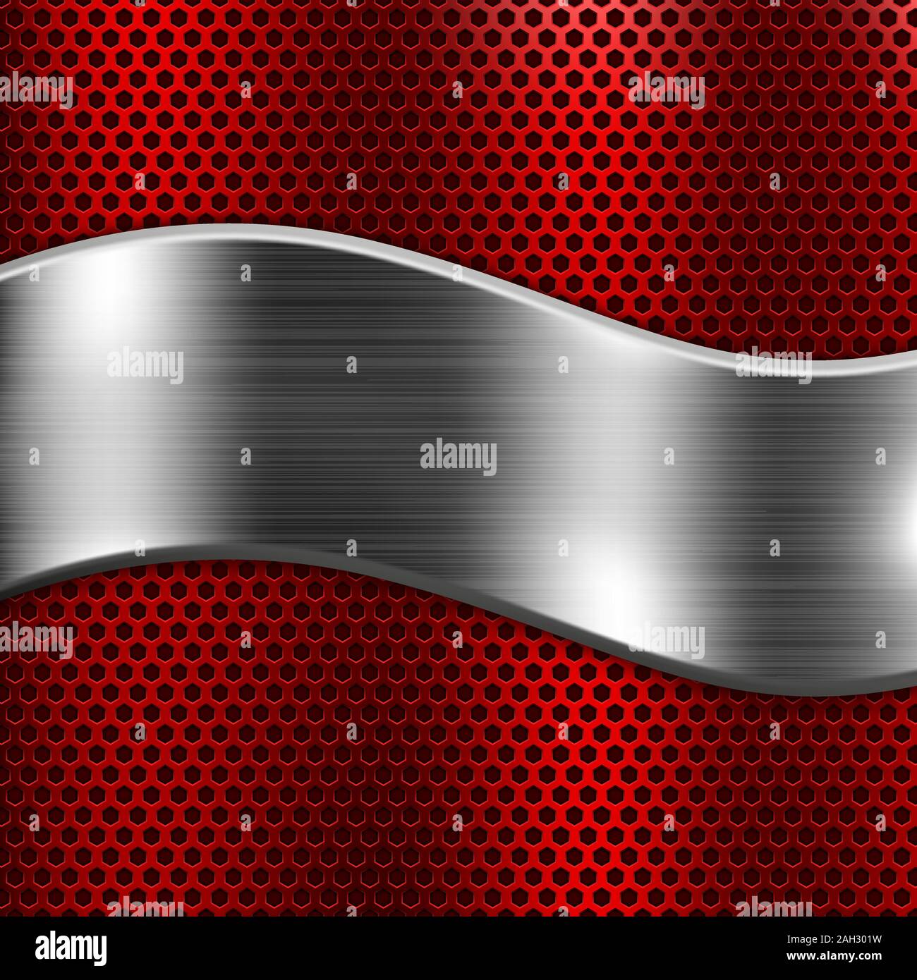 Metal red perforated background with steel wavy plate Stock Vector ...