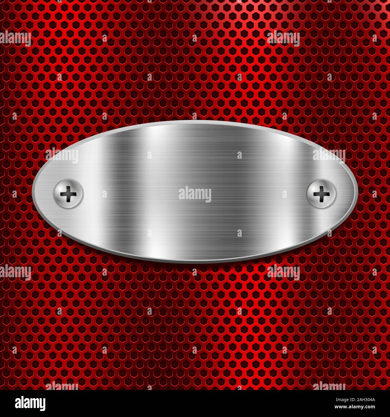 Metal oval shield on red perforated background Stock Vector Image & Art ...