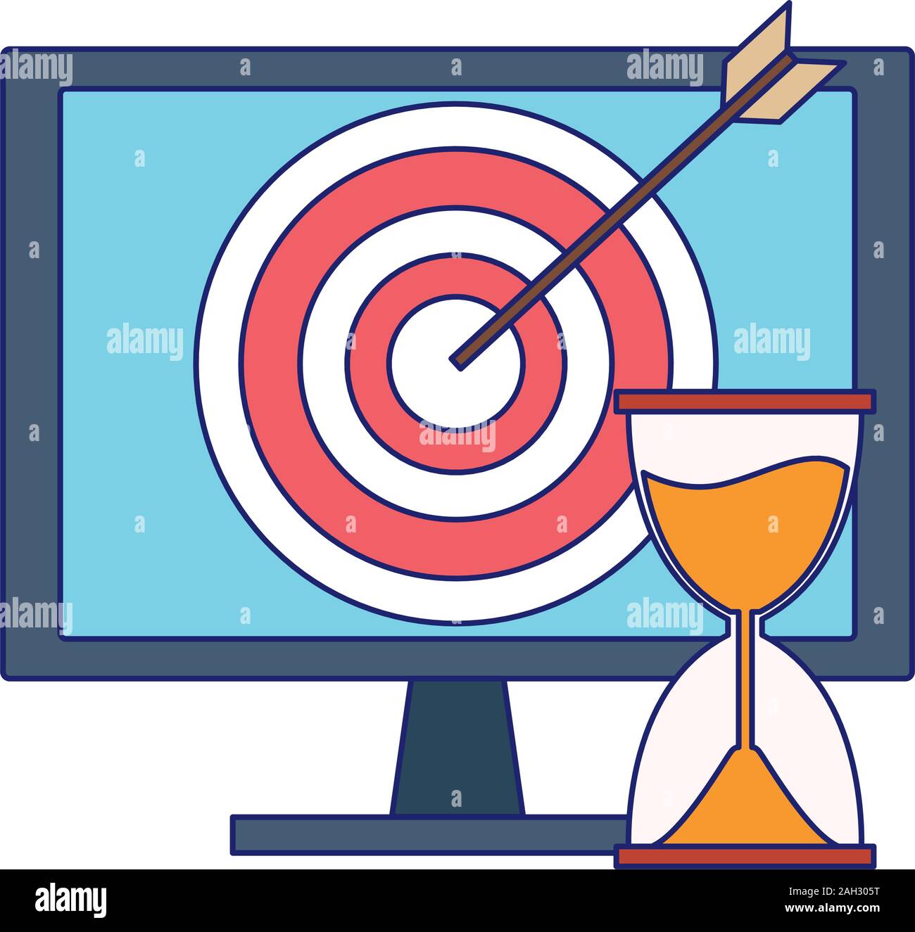 computer with target and hourglass Stock Vector Image & Art - Alamy