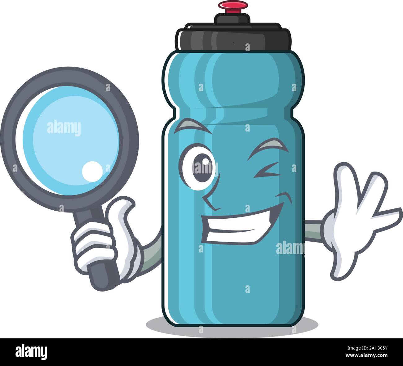 Smart water bottle Scroll Detective cartoon character design Stock ...