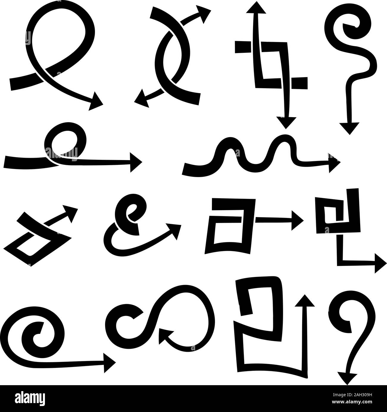 Black Hand Drawn Arrows Stock Vector Image And Art Alamy