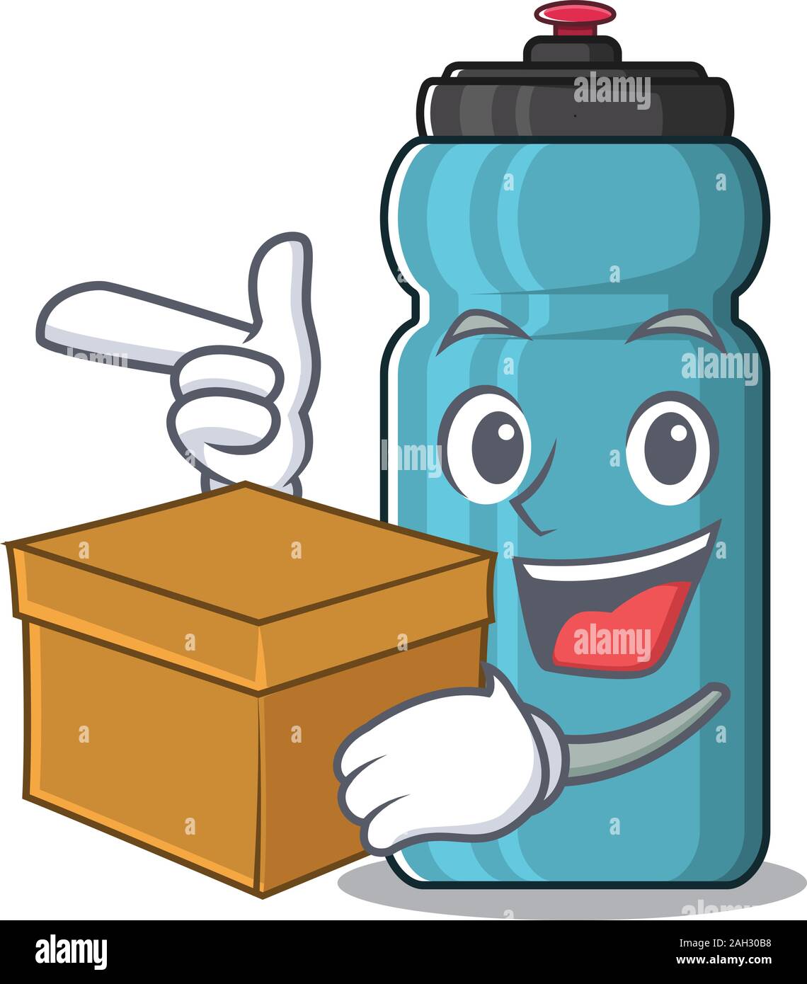 Water bottle Scroll cartoon character bringing a box Stock Vector Image ...