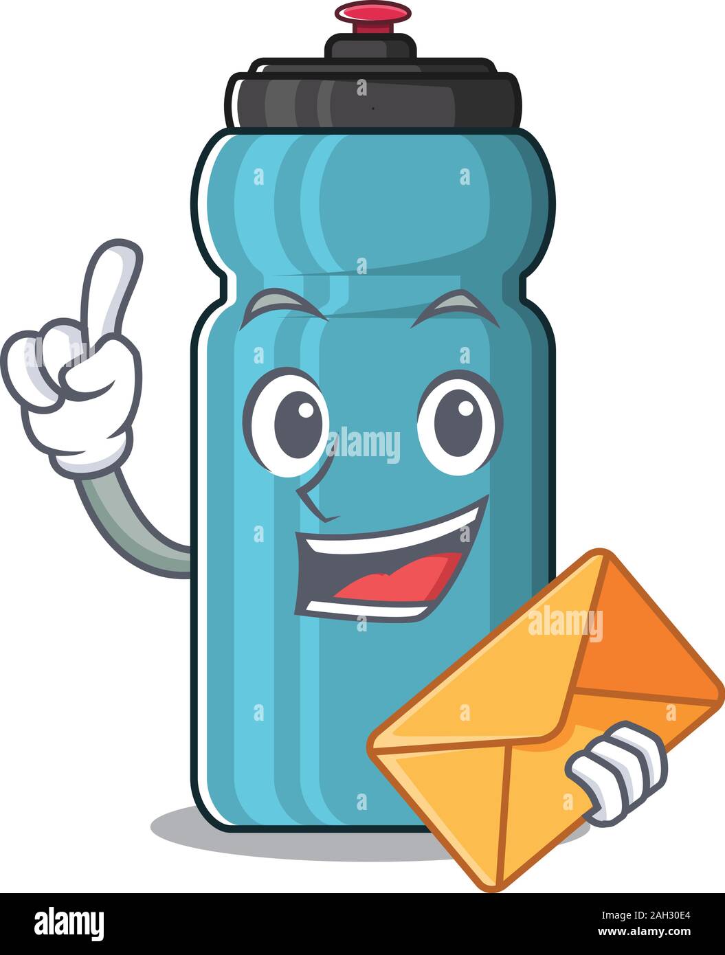 Happy face water bottle Scroll mascot design with envelope Stock Vector ...