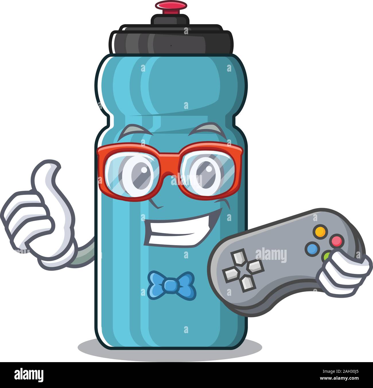 Funny geek gamer water bottle Scroll cartoon character style Stock ...