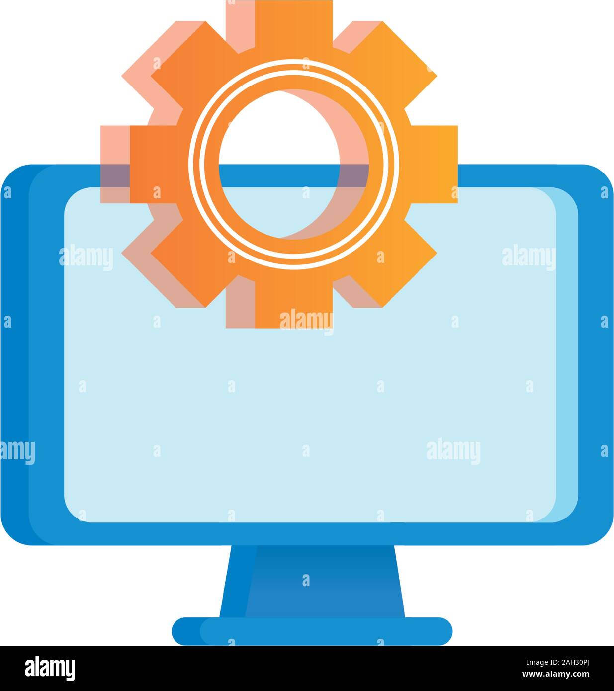 desktop computer display with gear Stock Vector Image & Art - Alamy