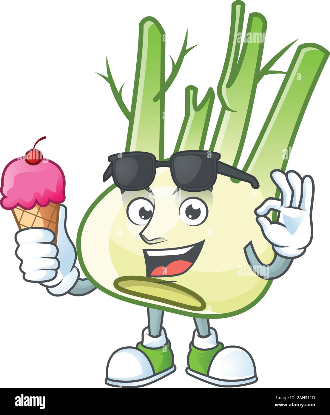 Cute fennel cartoon character with ice cream Stock Vector Image & Art ...