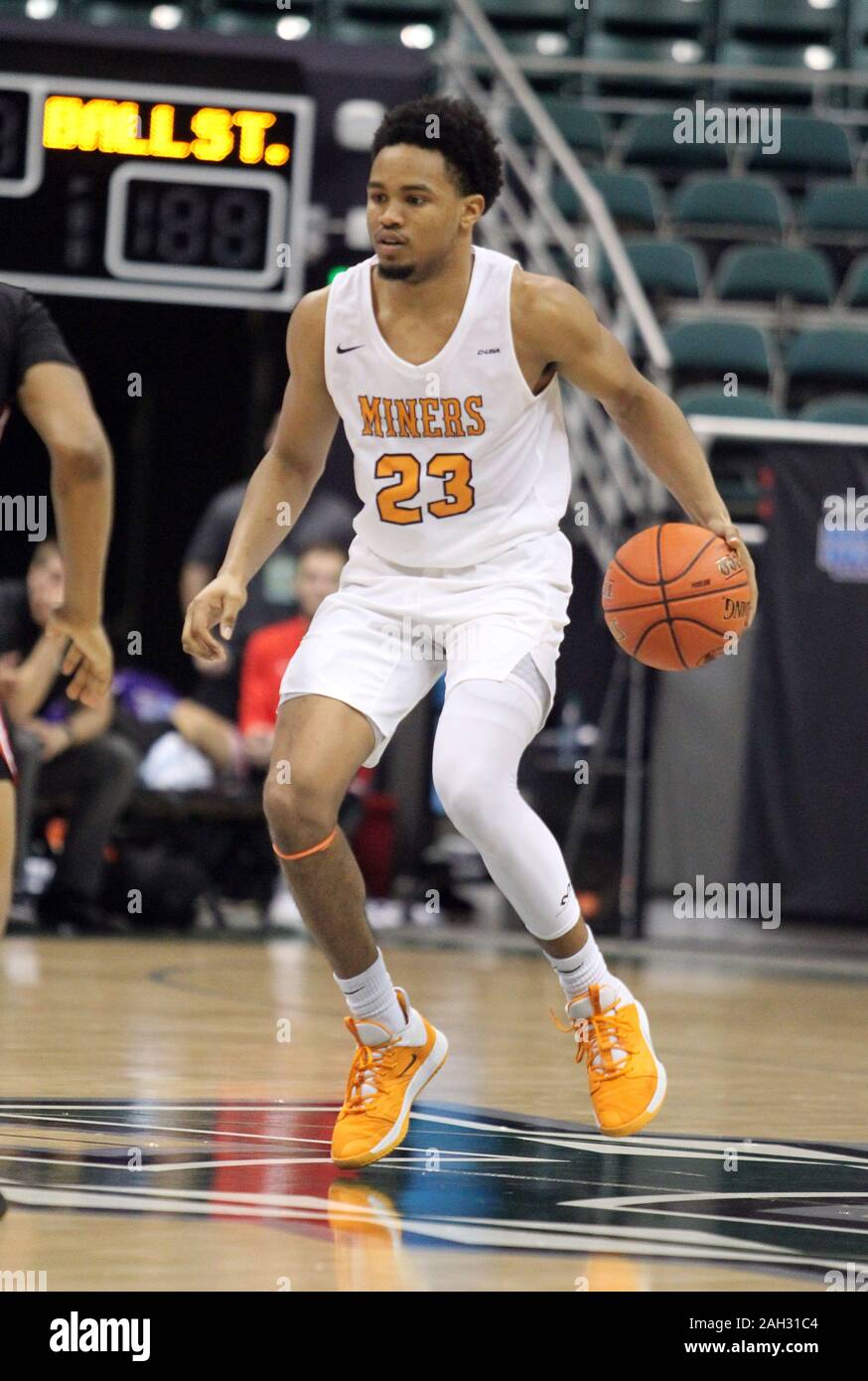 December 23, 2019 - UTEP Miners guard Nigel Hawkins (23) during a game ...