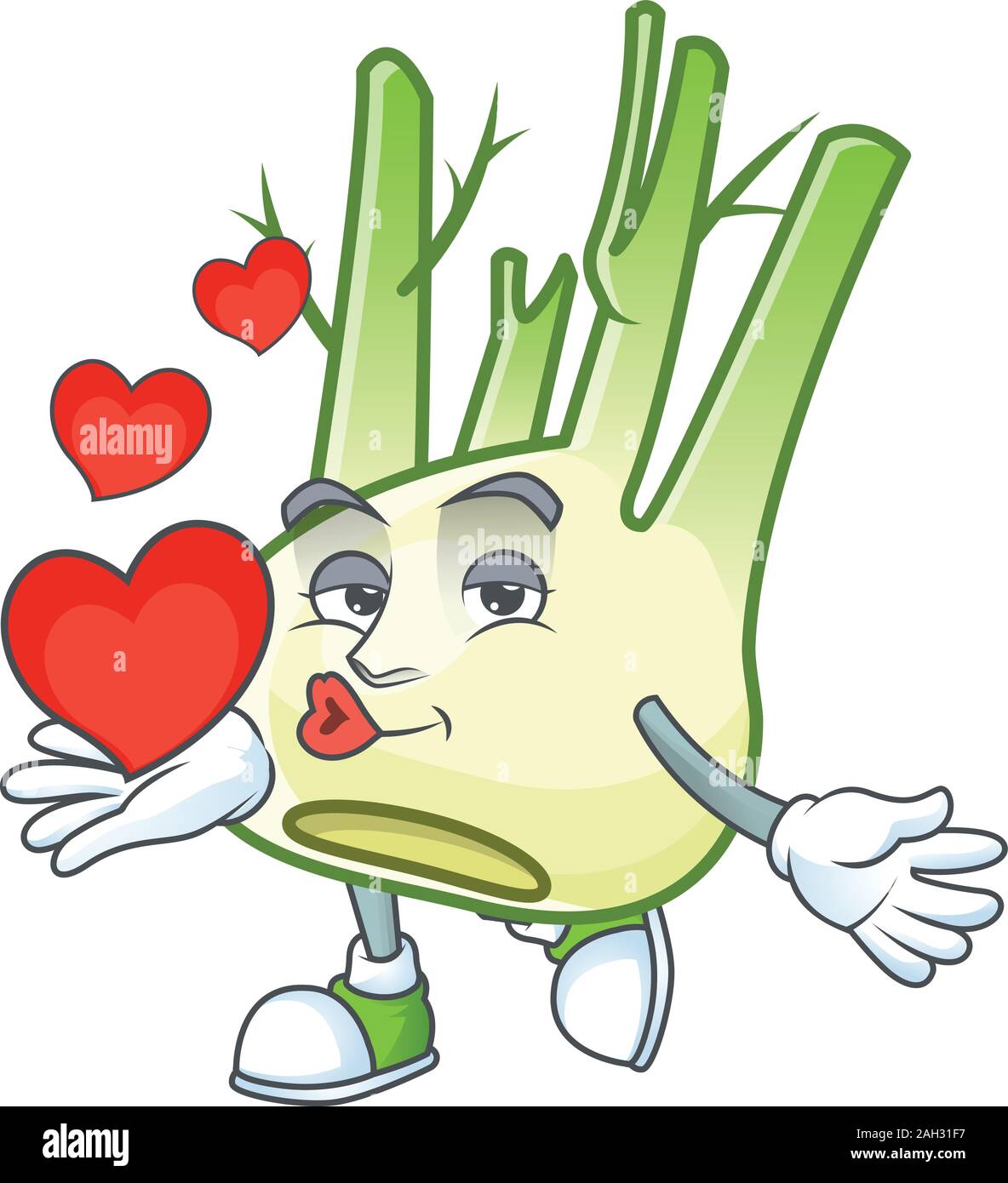 Happy fennel cartoon character mascot with heart Stock Vector Image ...