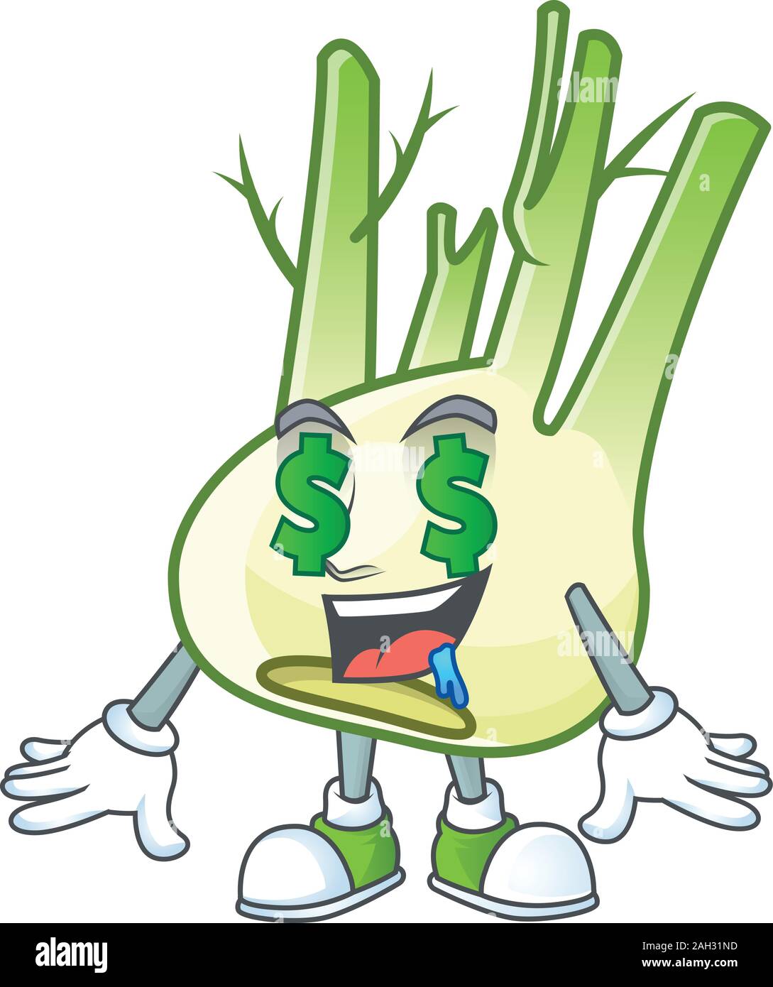 Cute fennel with Money eye cartoon character design Stock Vector Image ...