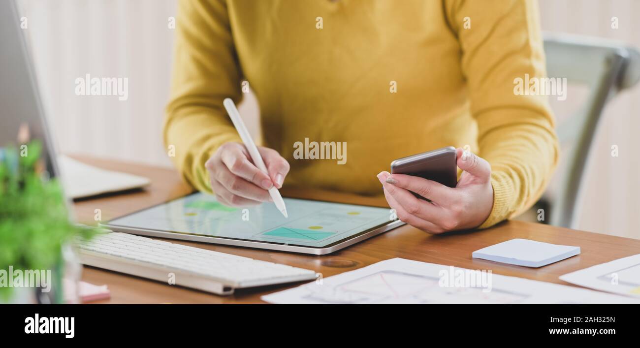 Cropped shot of young professional ux web developer working on her ...