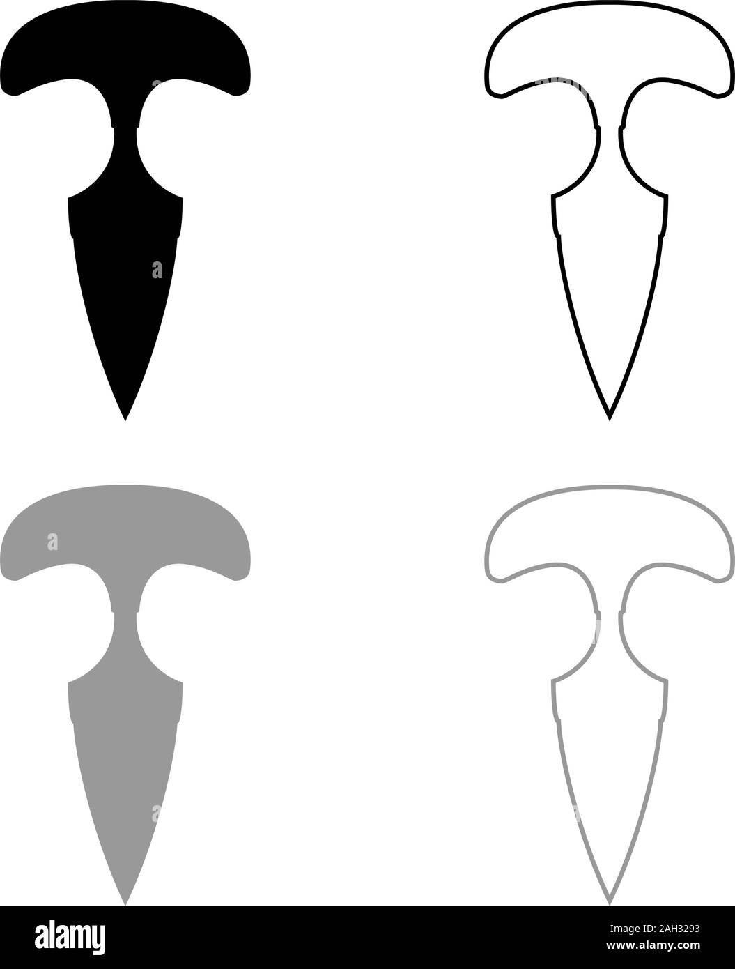 Knuckles knife icon outline set black grey color vector illustration ...