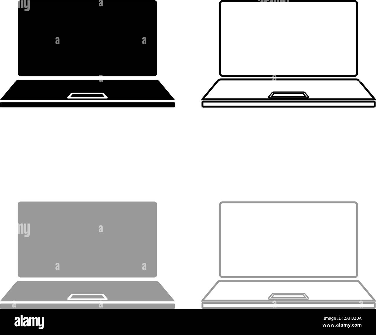Laptop icon outline set black grey color vector illustration flat style ...