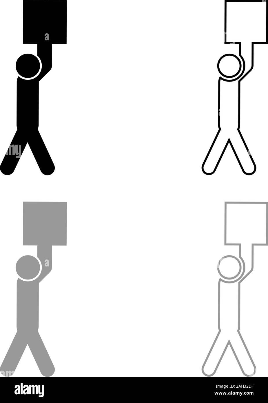 Man carries load in his arms above himself Stick work on delivery ...