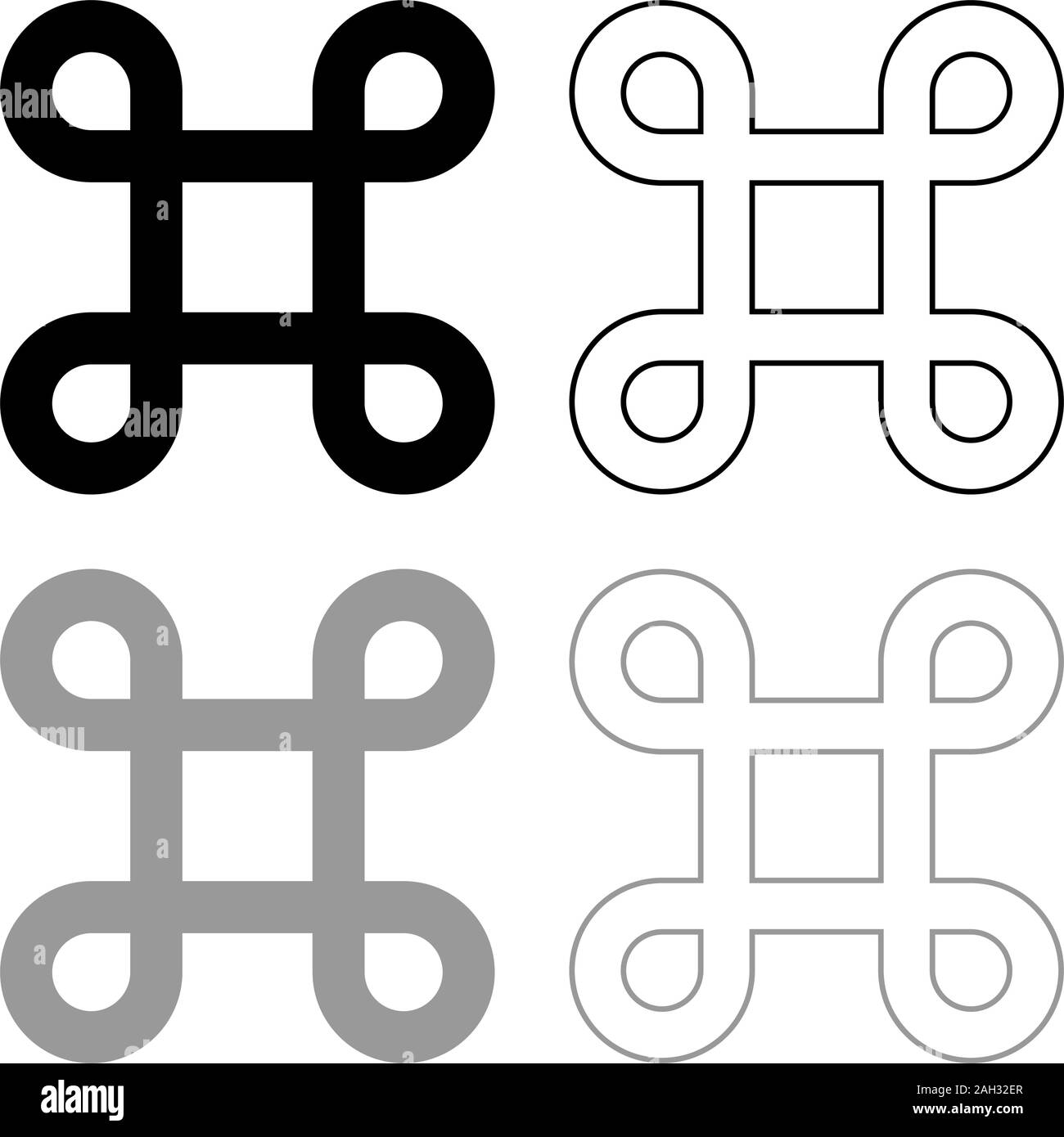 Sharp symbol Hashtag Label Tag icon outline set black grey color vector ...