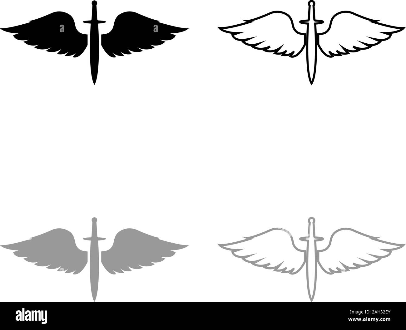 Wings and sword symbol cadets Winged blade weapon medieval age Warrior ...