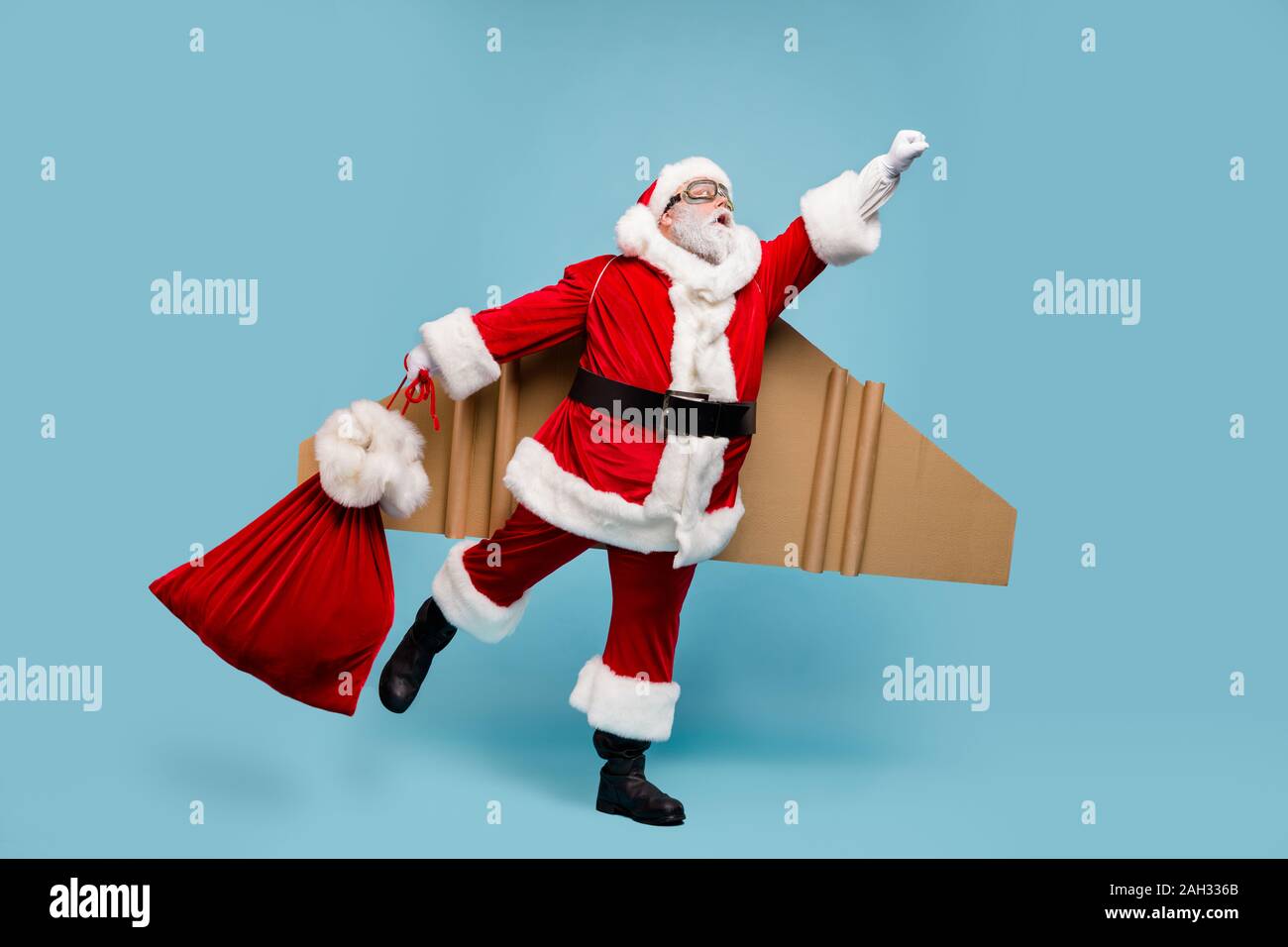 Full length body size view of his he nice fat cheerful purposeful super ...