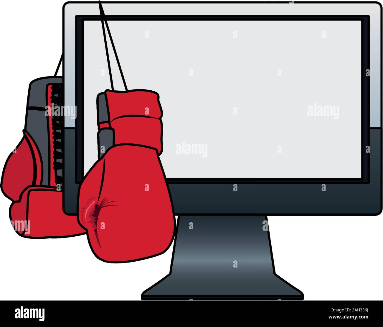 boxing gloves hanging on computer monitor Stock Vector Image & Art - Alamy
