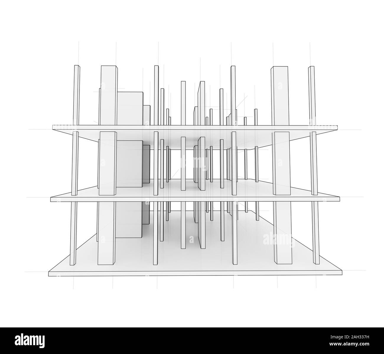 Drawing or sketch of a house under construction. Construction site ...