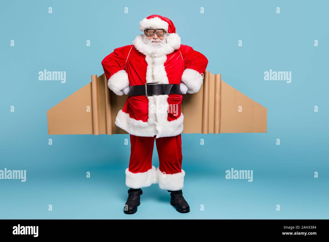 Full length body size view of his he nice fat serious content bearded ...