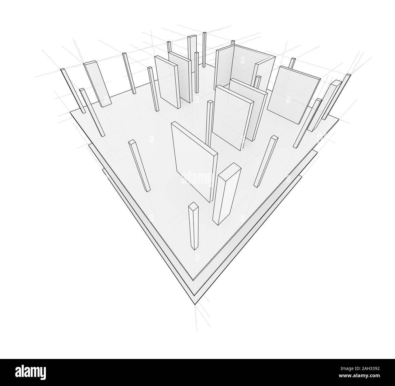 Drawing or sketch of a house under construction. Construction site ...