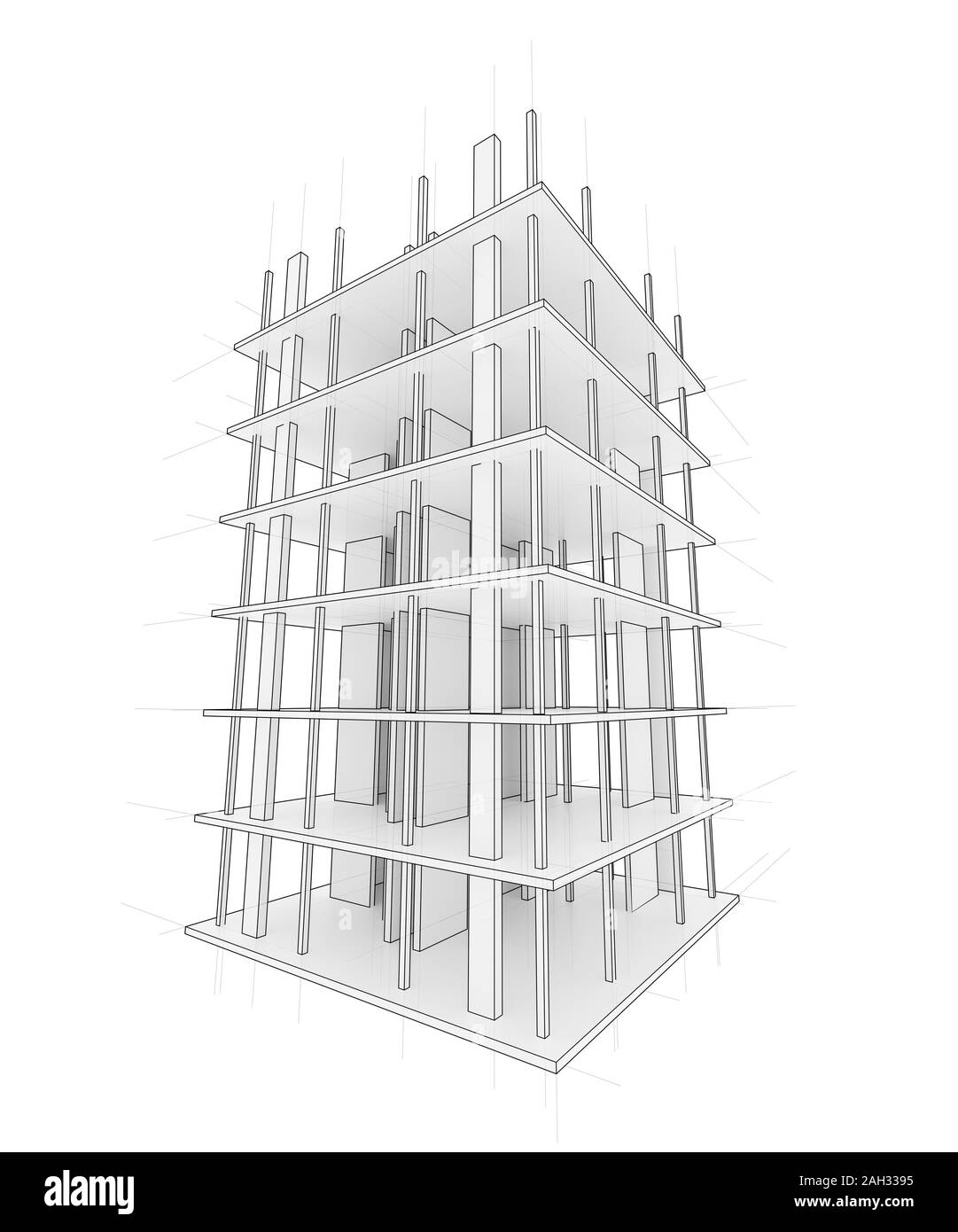 Drawing or sketch of a house under construction. Construction site ...