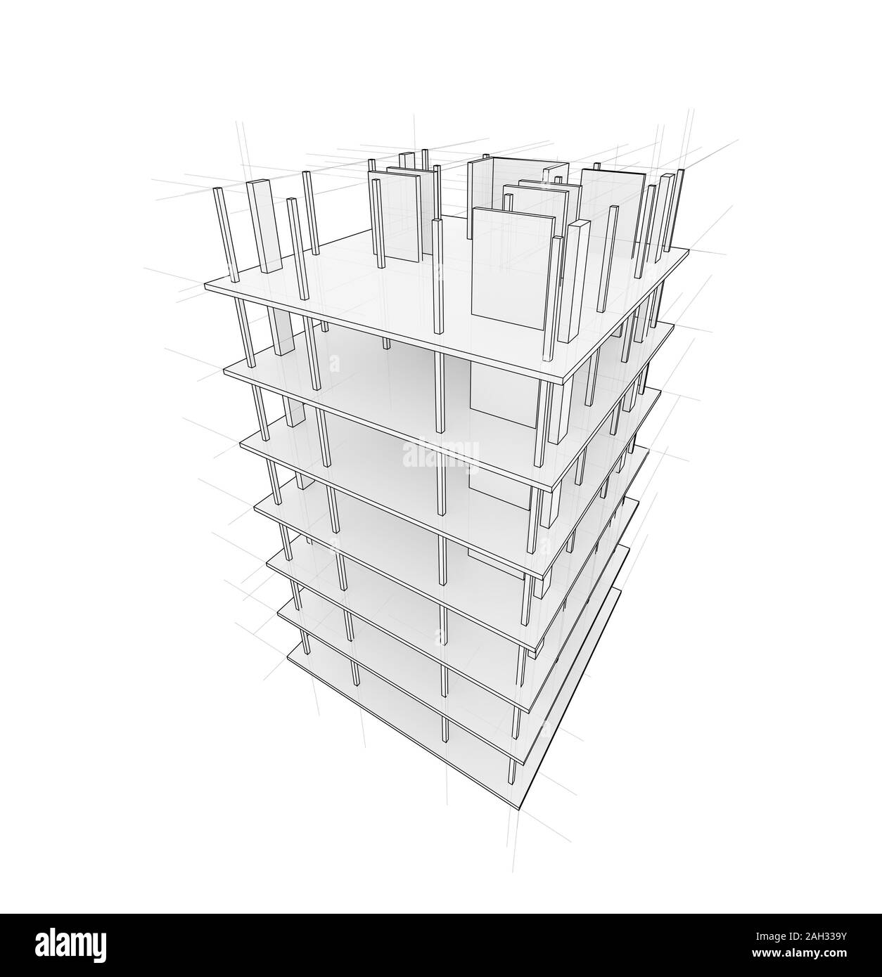 Drawing or sketch of a house under construction. Construction site ...