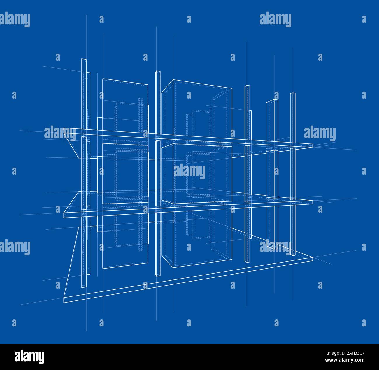 Drawing or sketch of a house under construction. Construction site ...