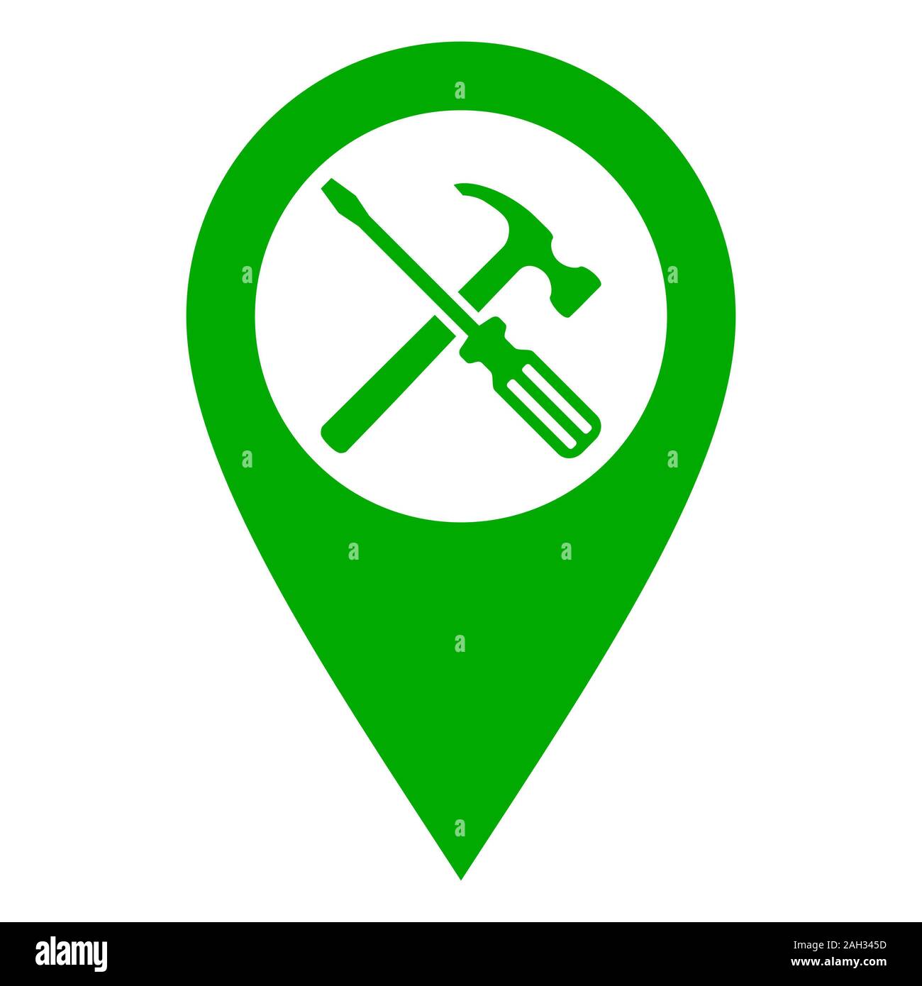 Tools and location pin Stock Photo - Alamy