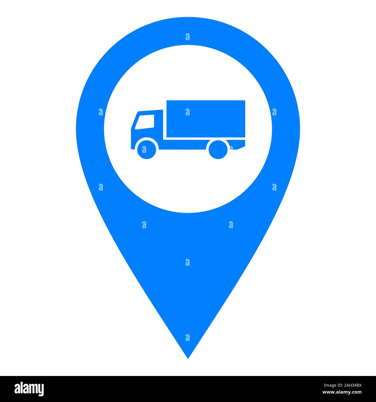 Truck and location pin Stock Photo - Alamy