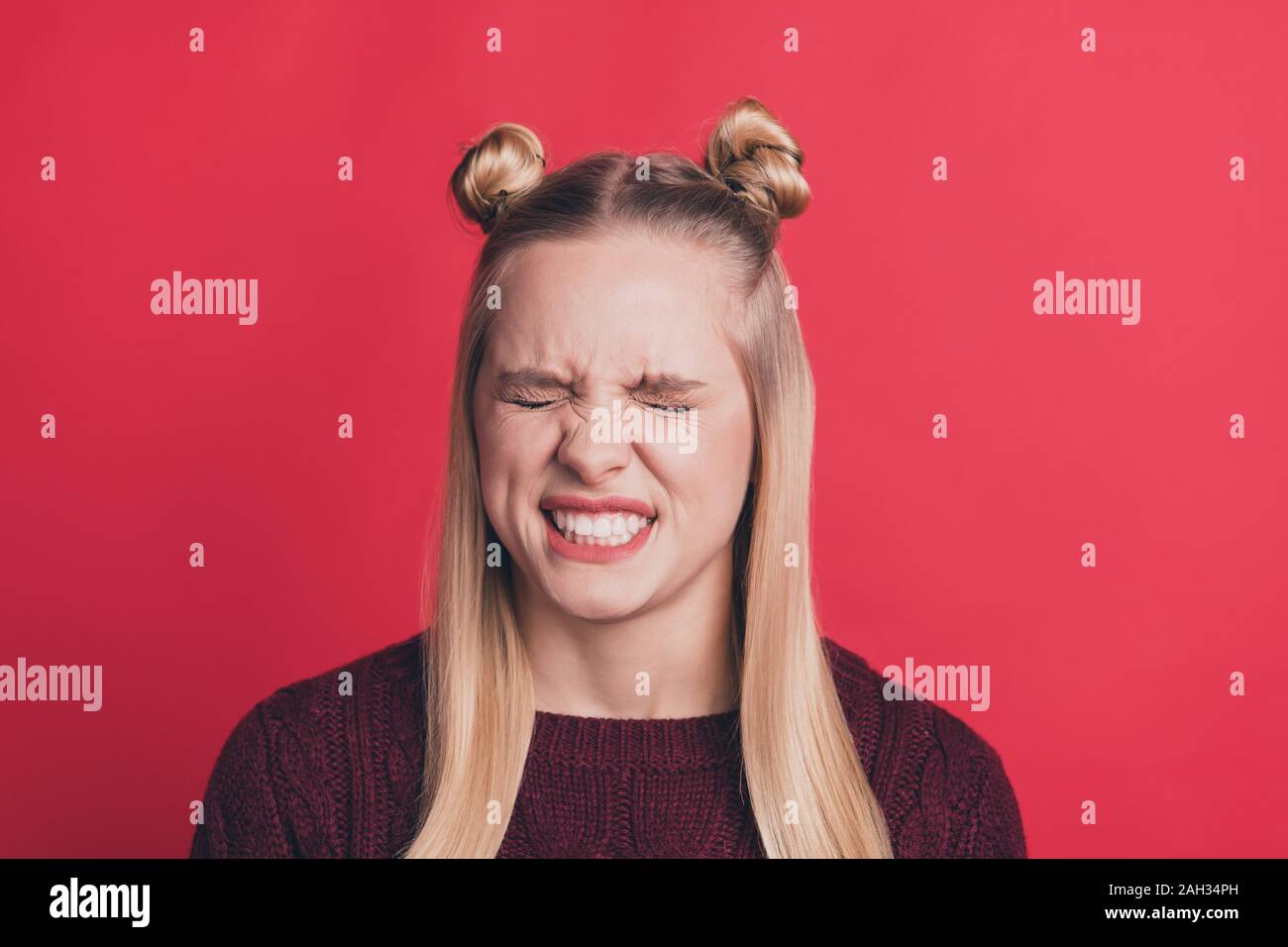 Close up photo of scared anticipating afraid terrified girl with ...