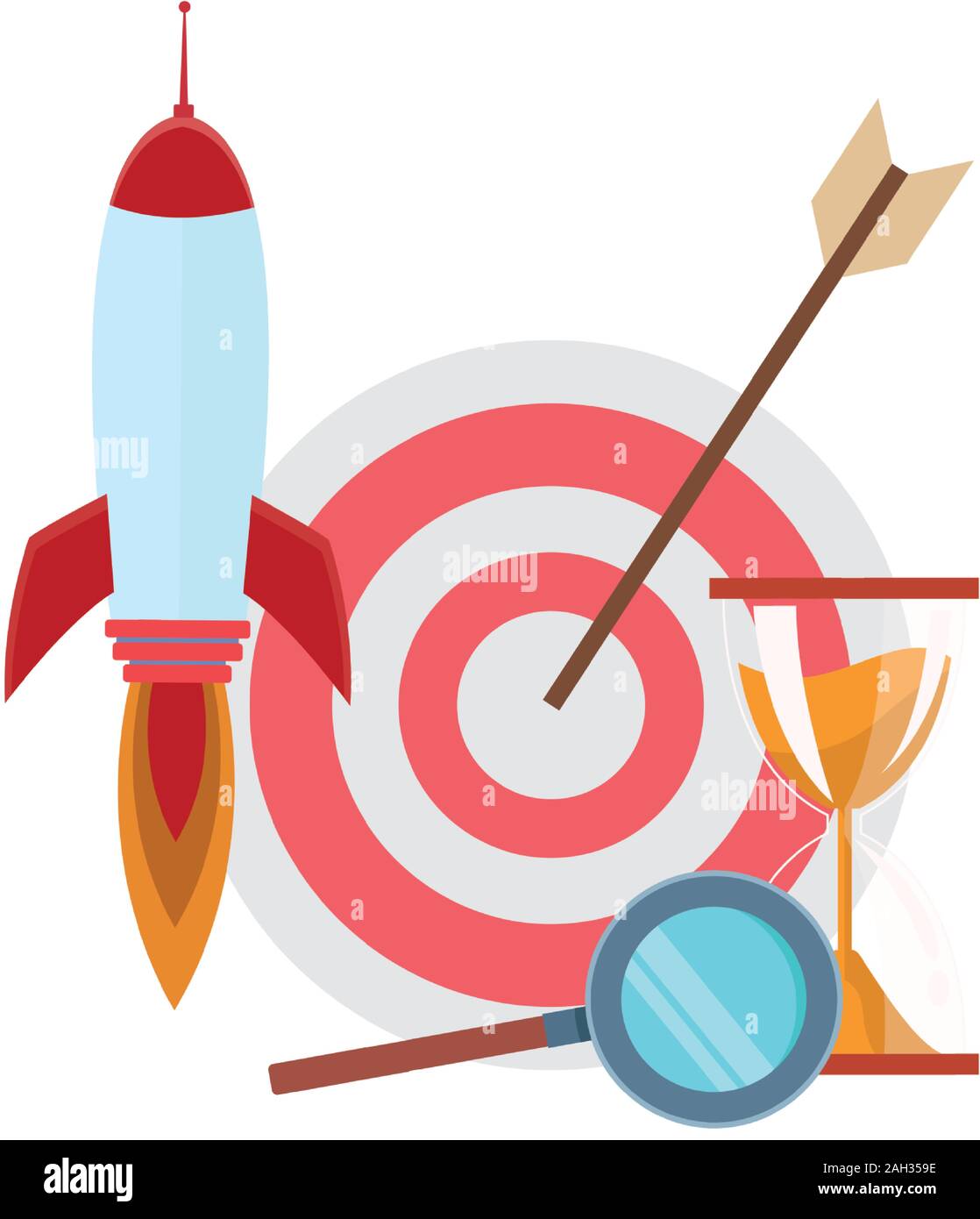 target with rocket and hourglass, colorful design Stock Vector Image ...