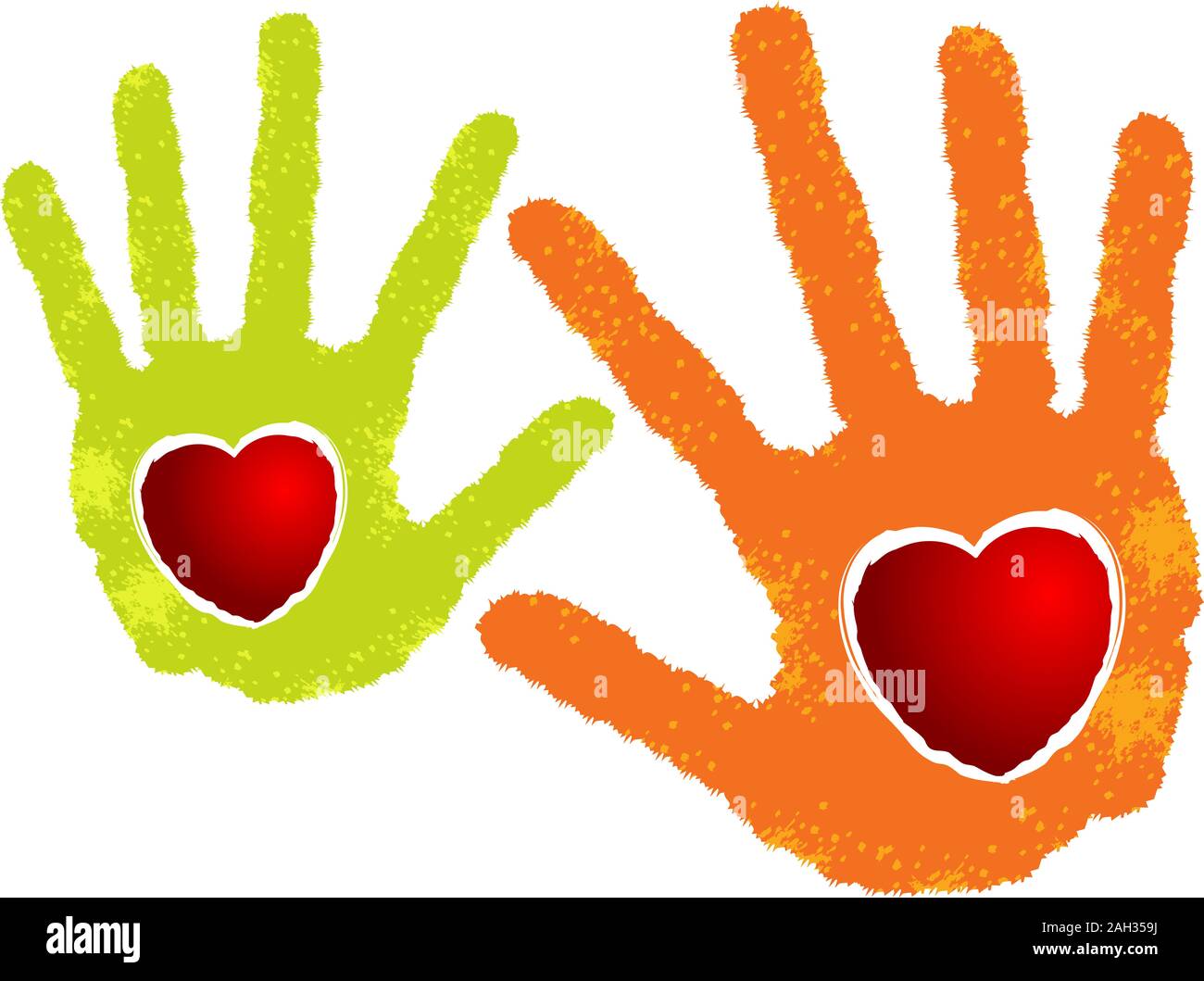 two hand heart logo Stock Photo - Alamy