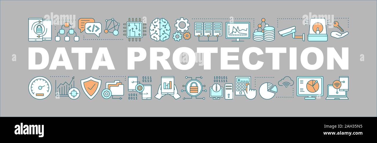 Data protection word concepts banner. IT technology. Big data. Isolated ...