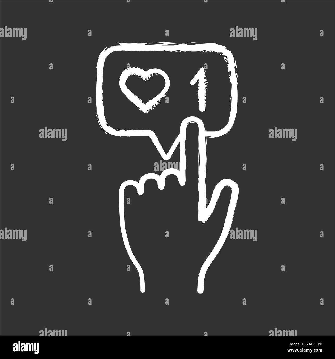 Like counter button chalk icon. Social media activity notification. New like. Followers ...