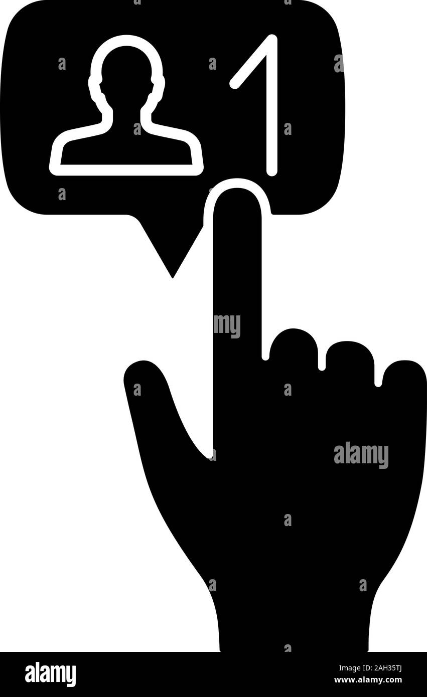 New follower button click glyph icon. Silhouette symbol. Social media ...