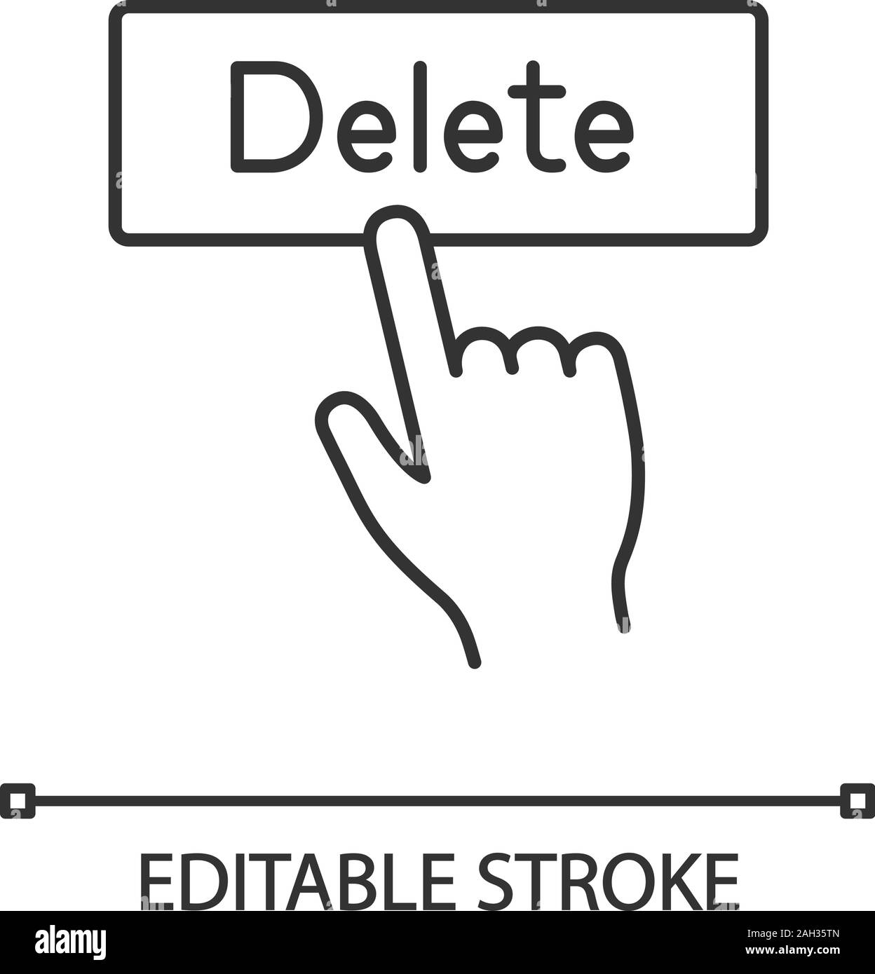 Delete Button Click Linear Icon Thin Line Illustration Del Hand Pressing Button Contour
