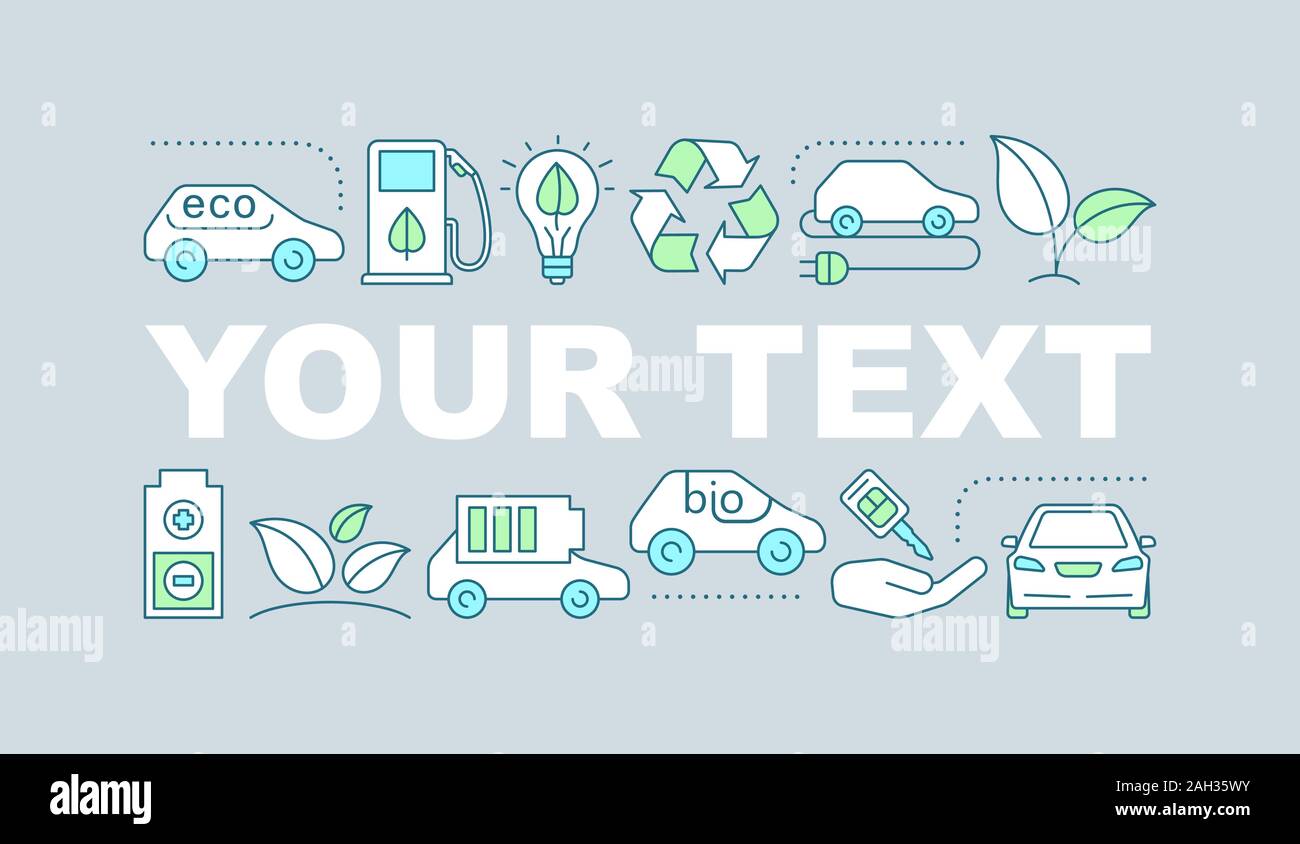 Eco car word concepts banner. Geen vehicle. Electric car. Isolated ...