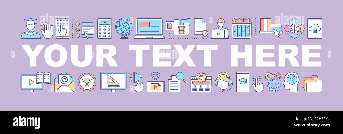 Online education word concepts banner. E-learning. Skill improvement ...