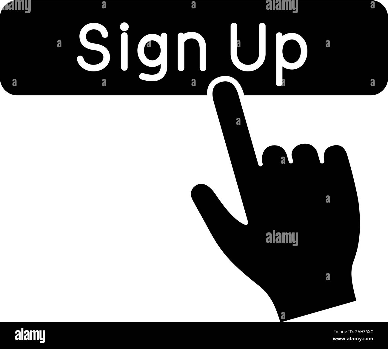 Sign up button click glyph icon. Silhouette symbol. New user ...