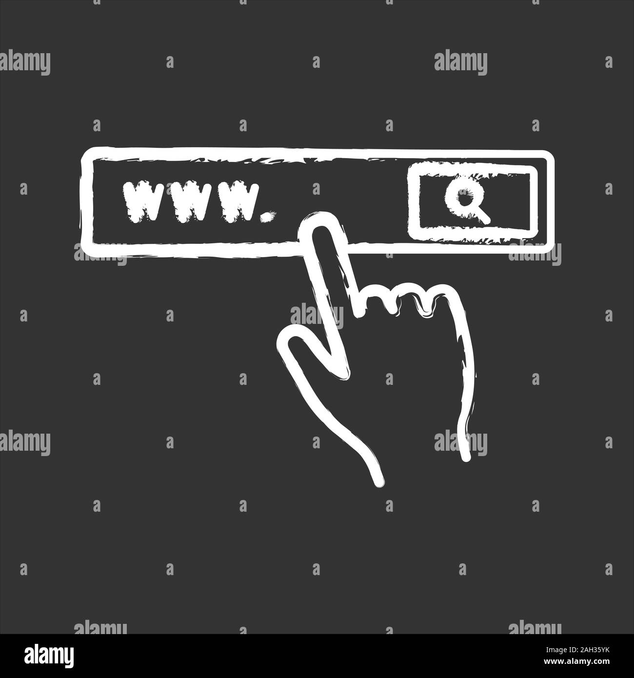 Search bar button chalk icon. Internet surfing. Internet browser. Hand ...