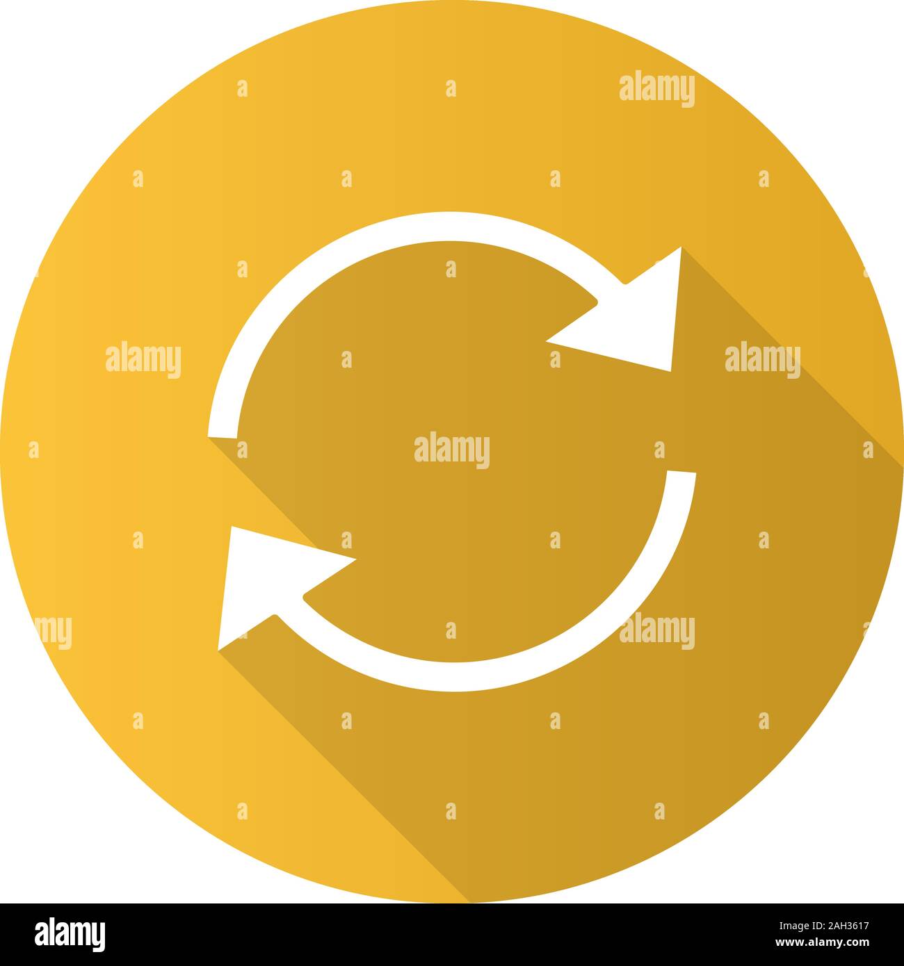 Refresh arrows flat design long shadow glyph icon. Reload. Cached. Circle arrows ...