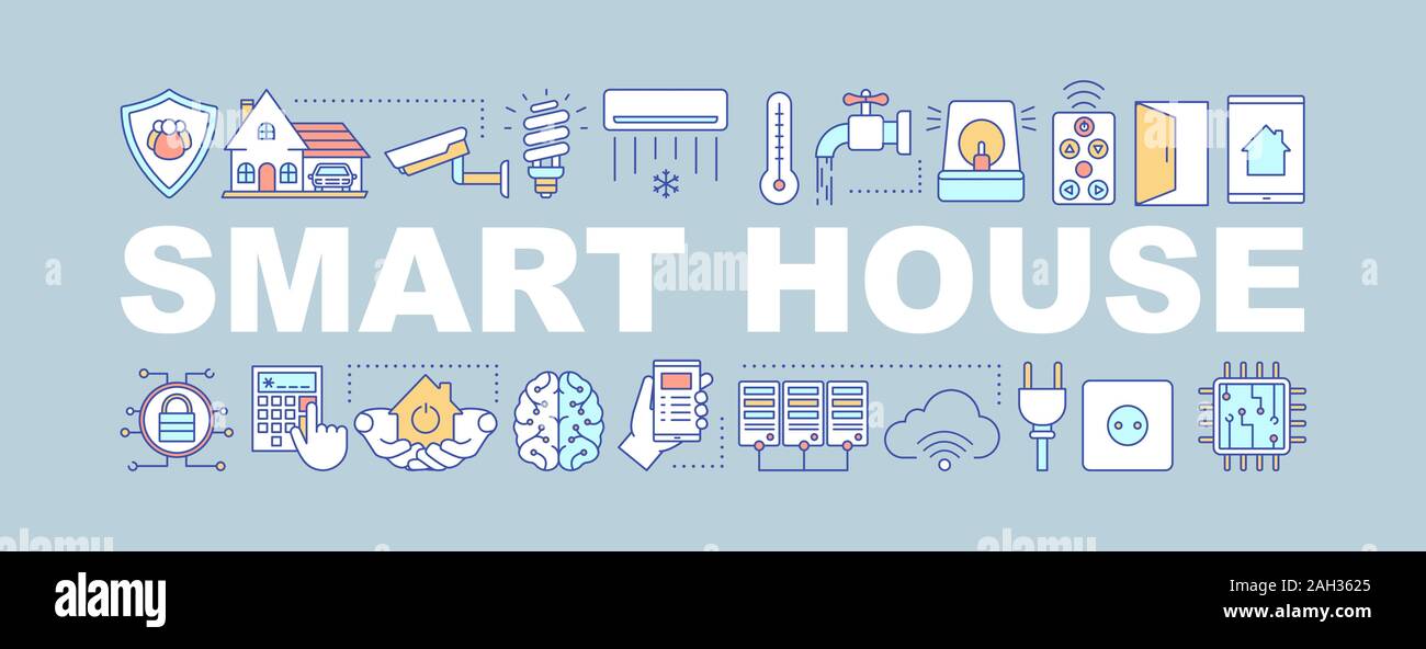 Smart house word concepts banner. Home automation system. Isolated ...