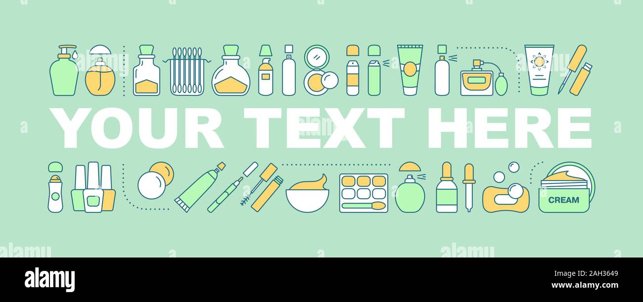 Care products word concepts banner. Cosmetics. Makeup, manicure ...