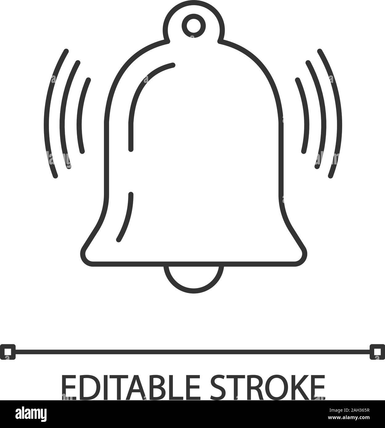 Active notification linear icon. Thin line illustration. Ringing bell ...