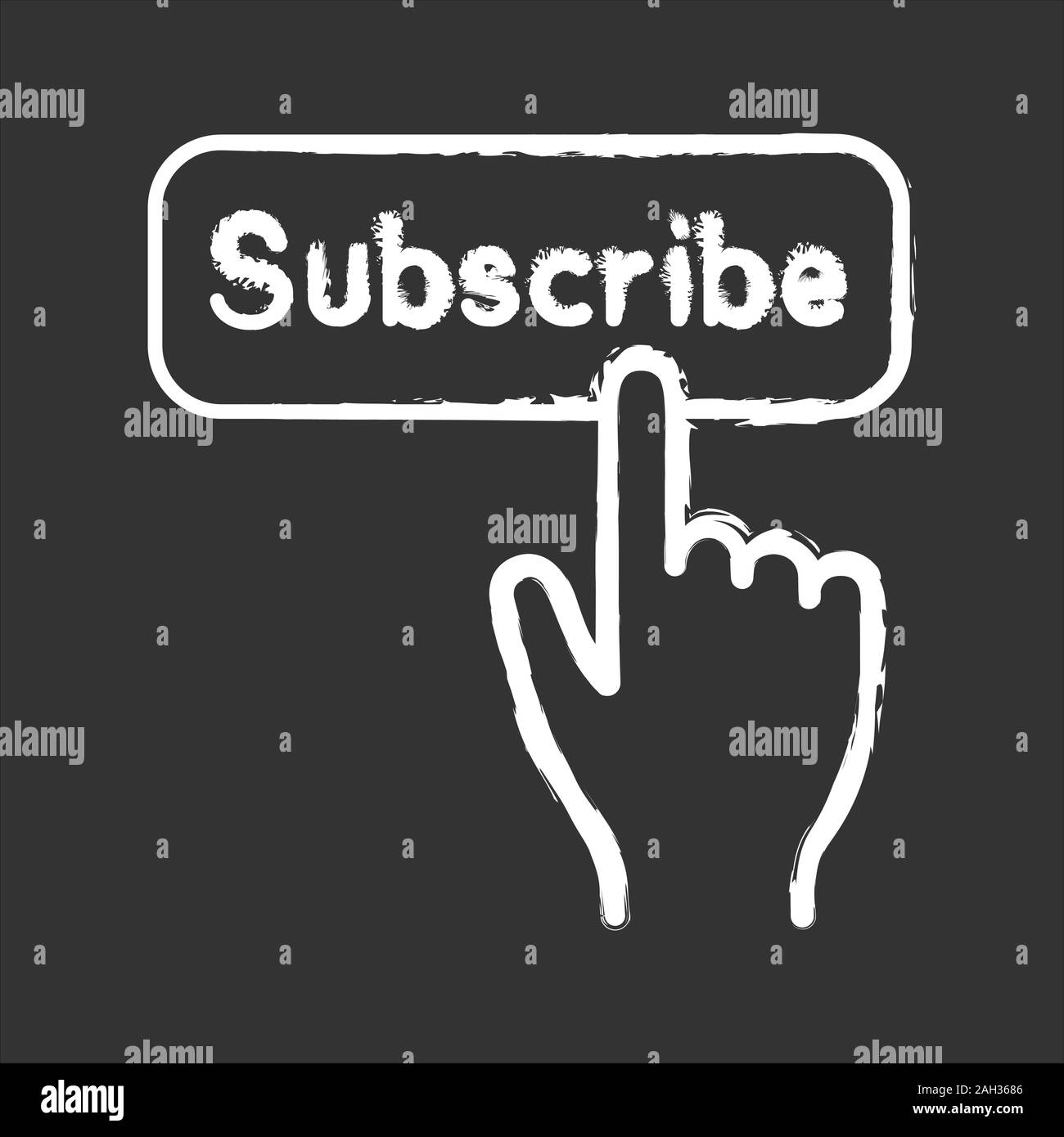 Subscribe button click chalk icon. Subscription. Social media app. Hand ...