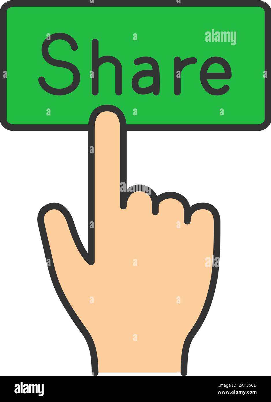 Share button color icon. Social media activity. Hand pressing button ...