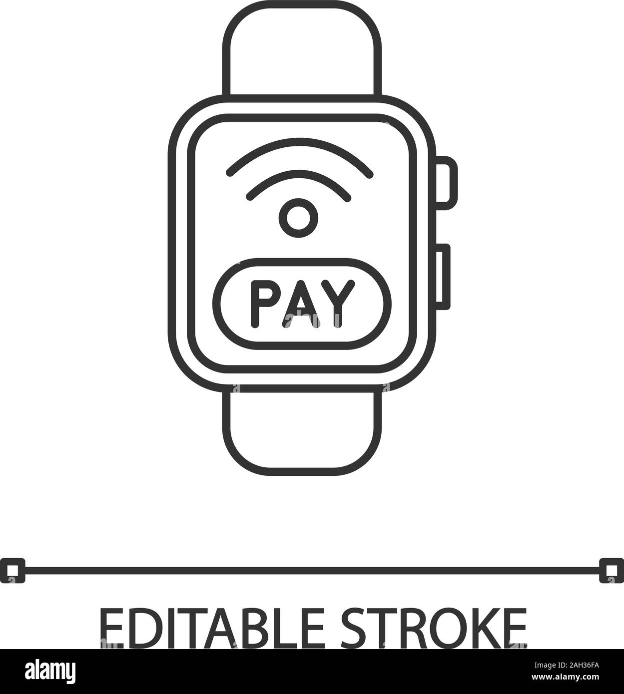 Smartwatch NFC payment linear icon. Thin line illustration. Pay with ...