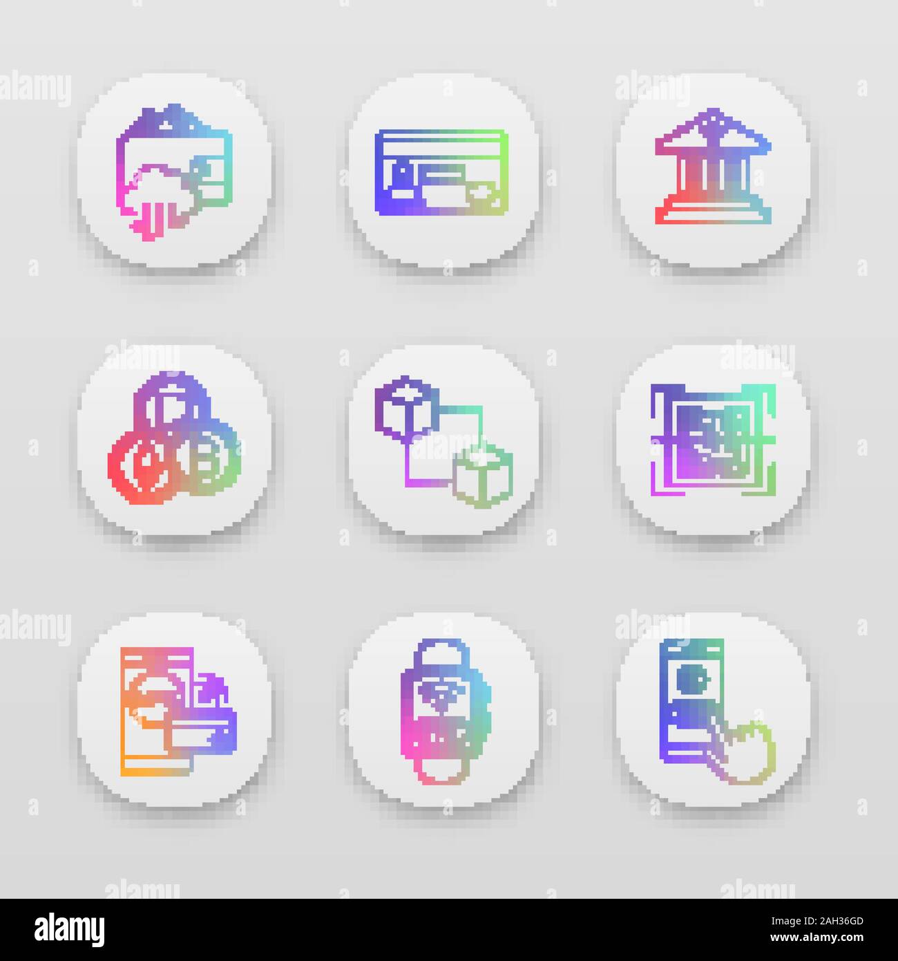 E-payment app icons set. Electronic money. Cashless and contactless ...