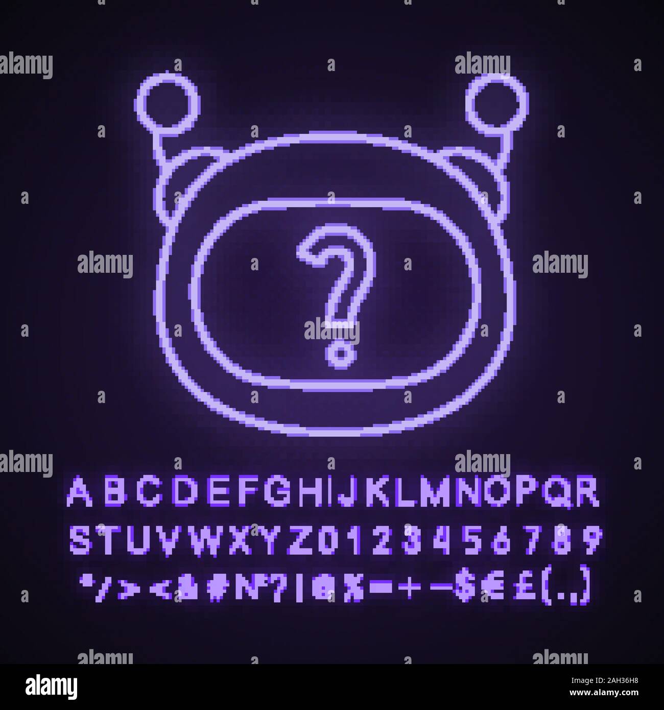 Help chatbot neon light icon. Glowing sign with alphabet, numbers and symbols. FAQ chat bot ...